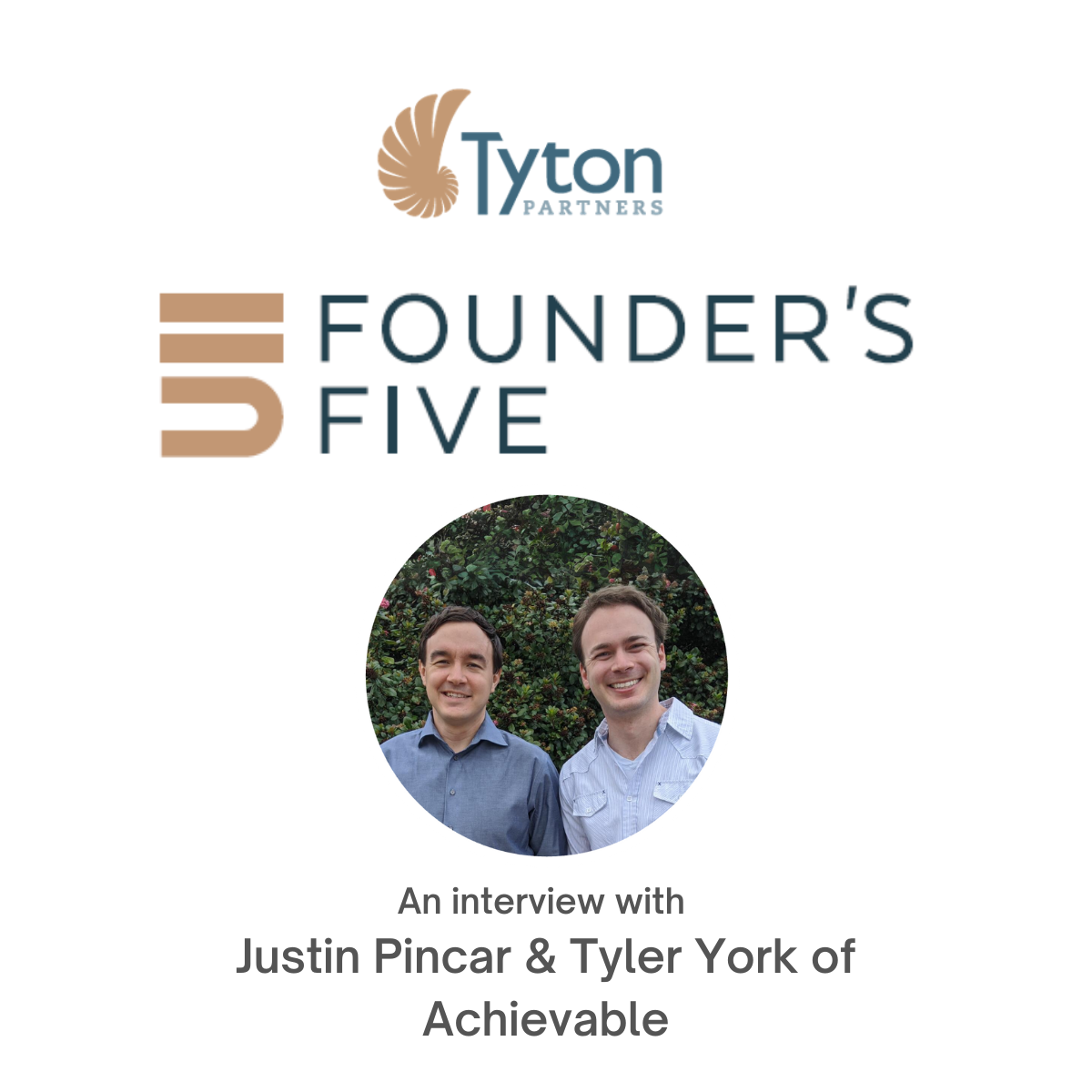 Founder's Five: Justin Pincar & Tyler York, Achievable